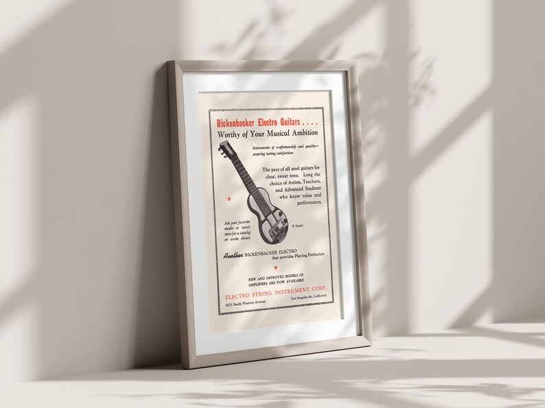 ELECTRIC GUITAR AD Vintage Retro Guitar Ad Guitar Collector - Etsy