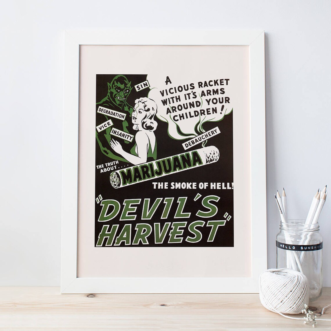 RETRO MARIJUANA POSTER Devils Harvest Movie Poster High | Etsy