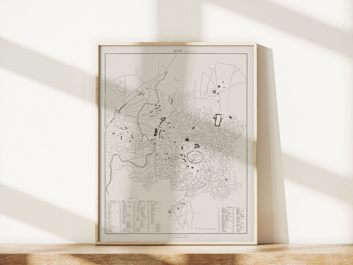 ANTIQUE ALEPPO MAP Antique Map of Aleppo Syria Professional - Etsy