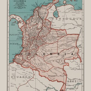 VINTAGE COLOMBIA MAP, Vintage Map of Colombia, Old Map Print, Vintage ...