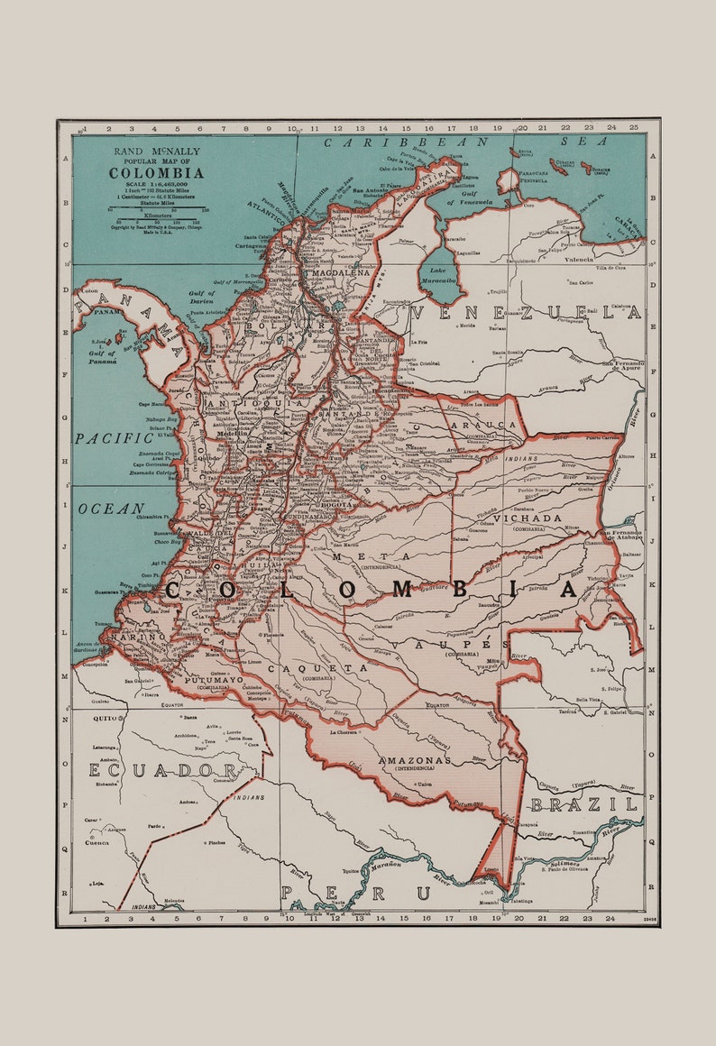 VINTAGE COLOMBIA MAP Vintage Map of Colombia Old Map - Etsy