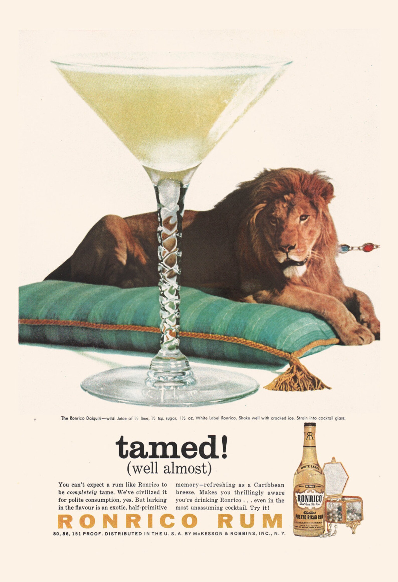 VINTAGE RUM AD Retro Cocktail Ad Vintage Lion Poster Retro - Etsy