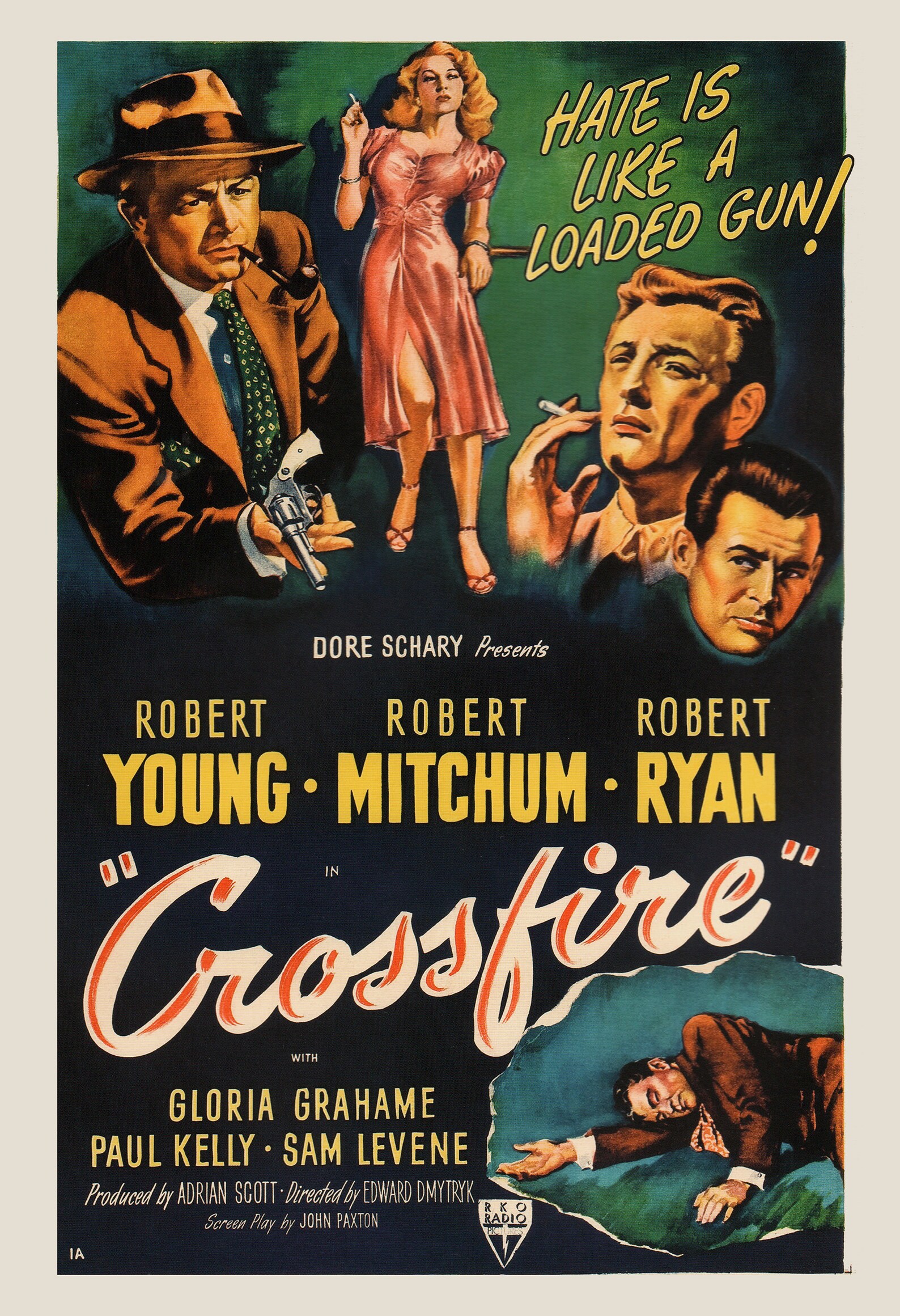 CROSSFIRE MOVIE POSTER Classic Movie Poster Robert Mitchum - Etsy