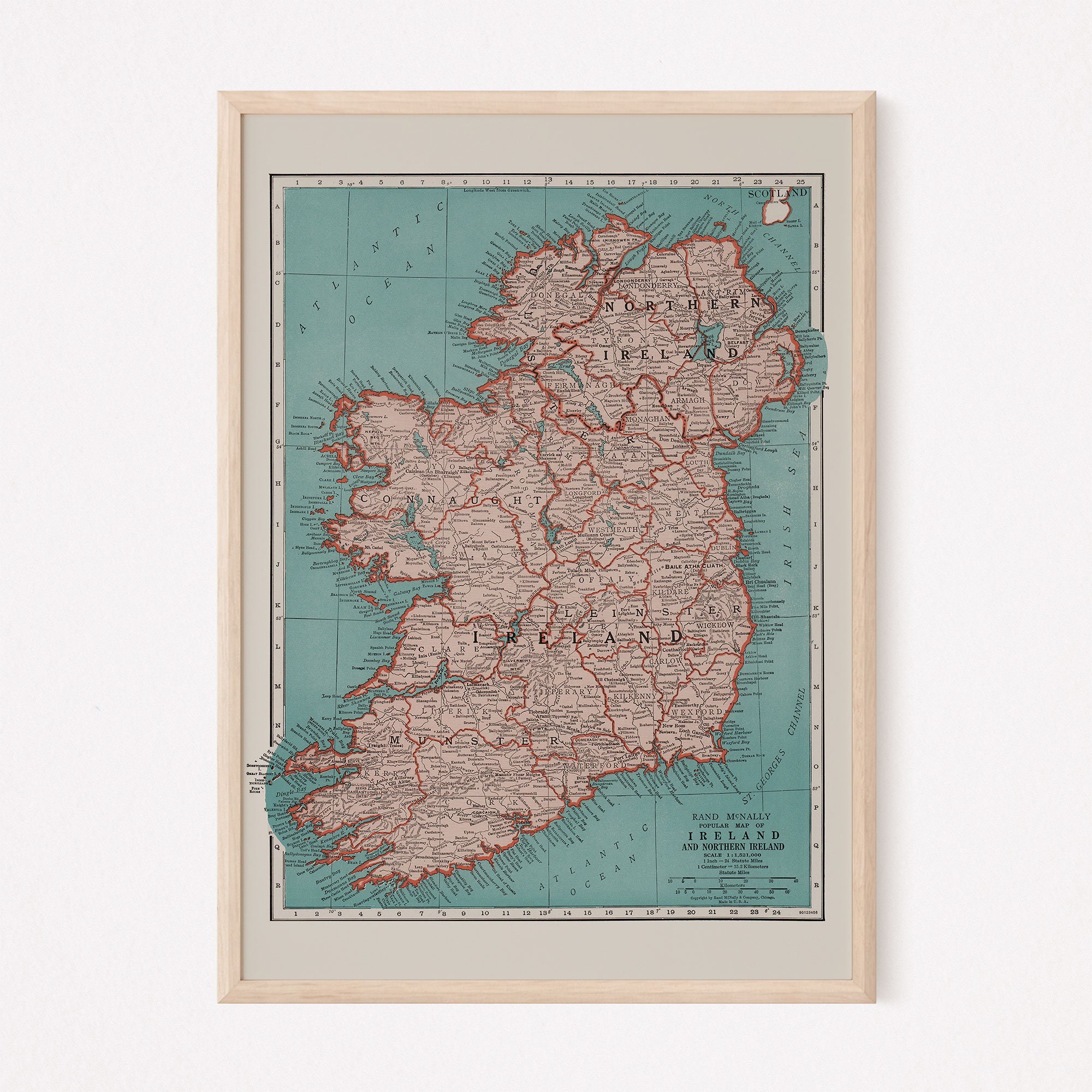 VINTAGE IRELAND MAP Vintage Map of Ireland High Quality - Etsy