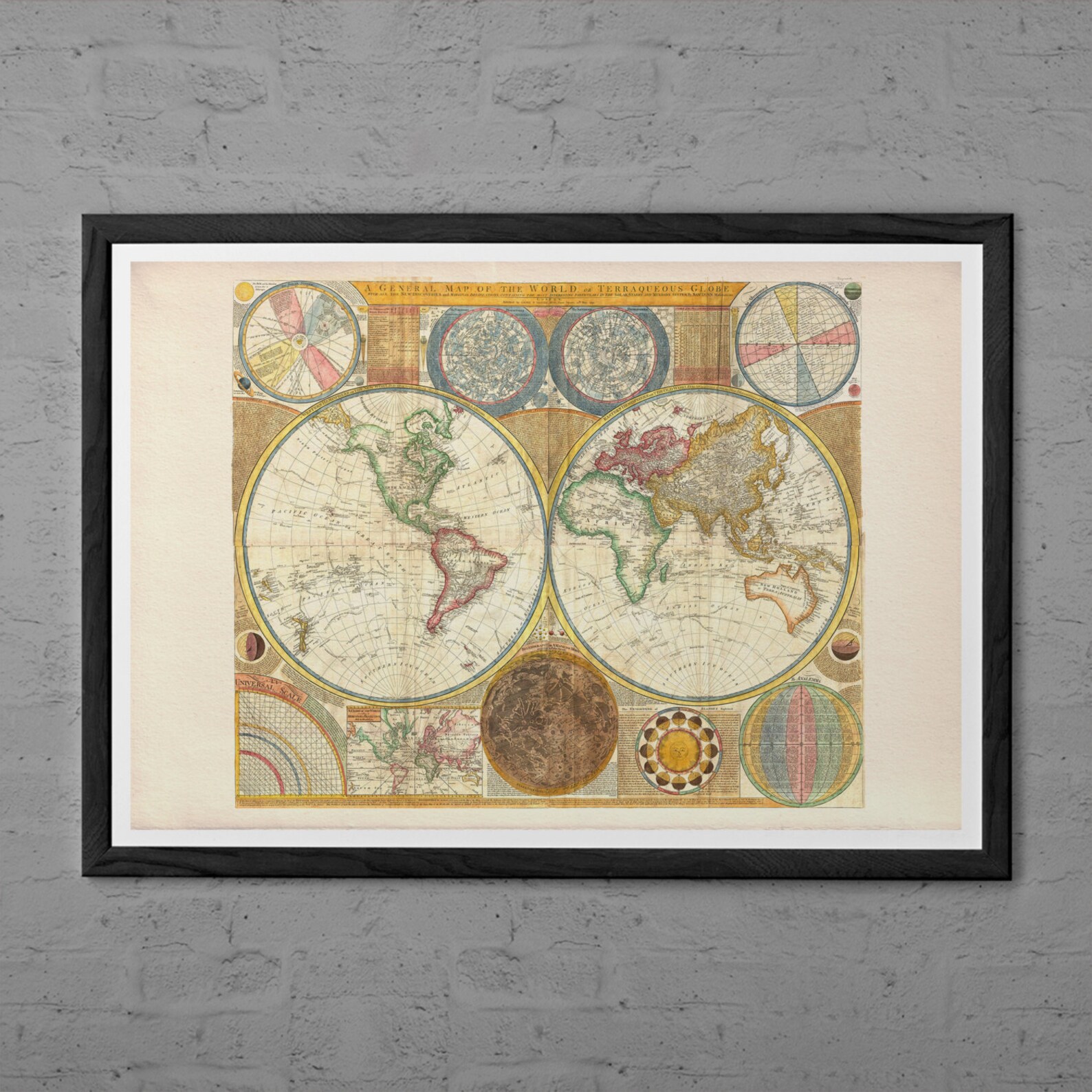 ANTIQUE WORLD MAP Antique Map Print Professional | Etsy