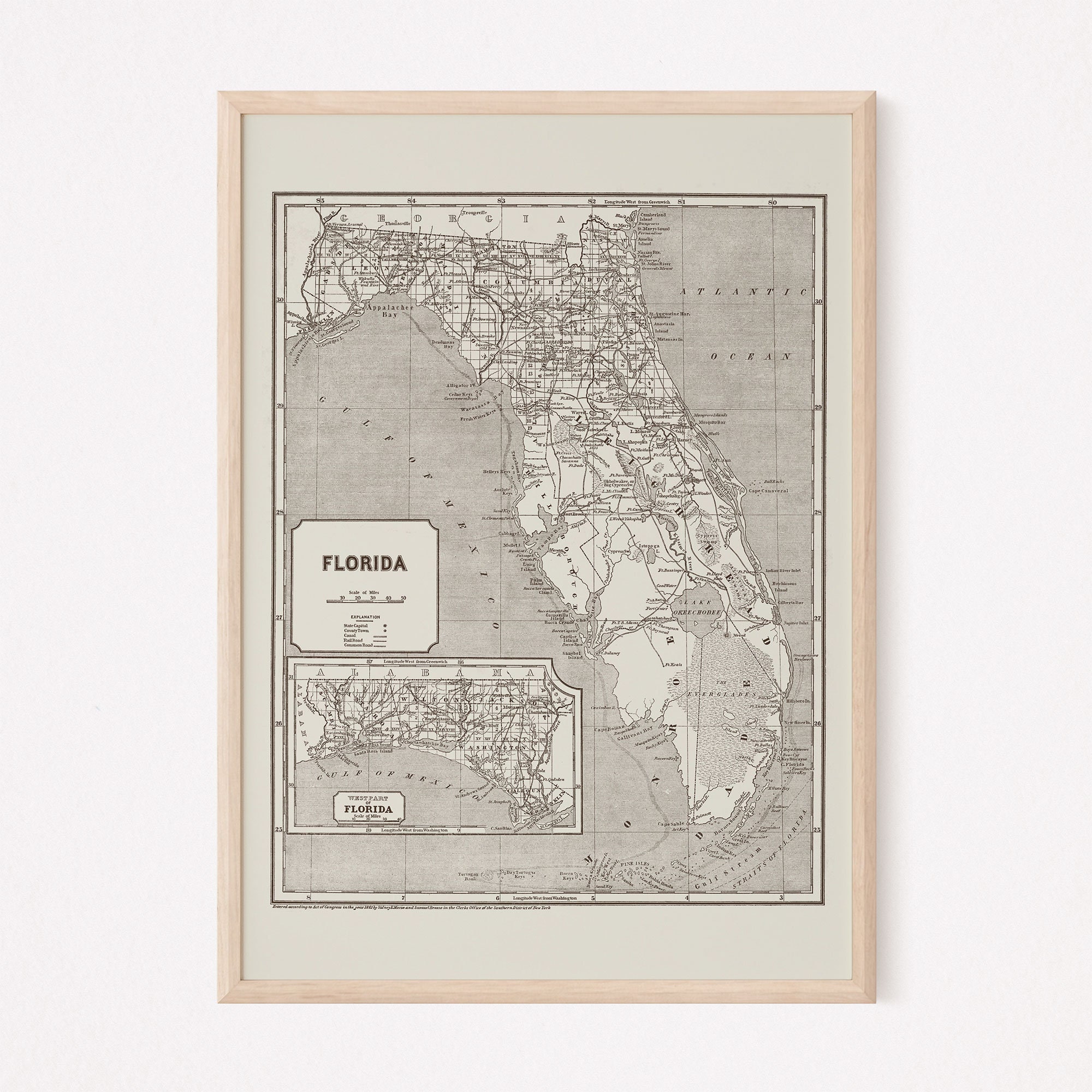 VINTAGE FLORIDA MAP Vintage Florida Wall Art Antique - Etsy Canada