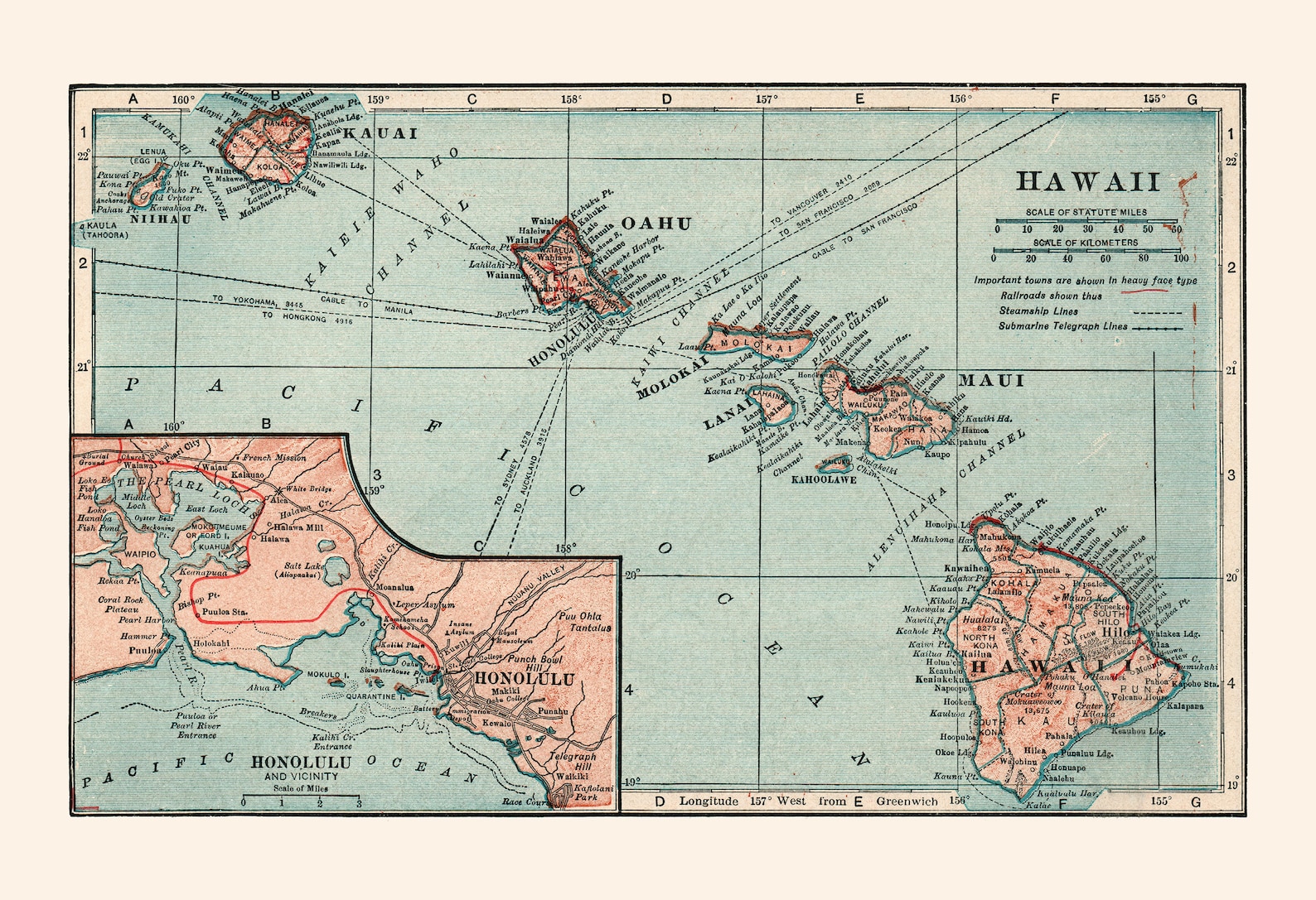 OLD HAWAII MAP Vintage Map of Hawaii Vacation Home Decor - Etsy