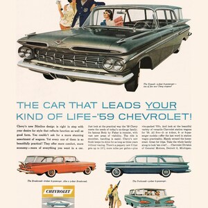 VINTAGE 1959 CAR Ad, Classic Station Wagon Ad, Retro Car Poster ...