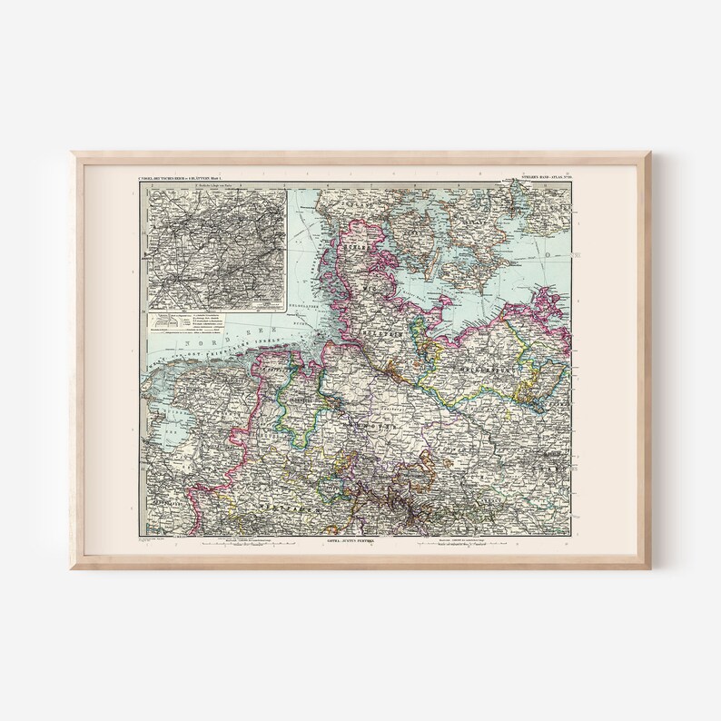 VINTAGE GERMANY MAP Antique Wall Art Vintage Map of Northern - Etsy