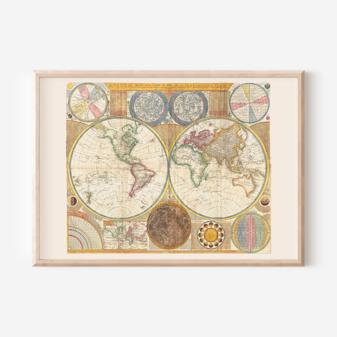 ANTIQUE WORLD MAP Antique Map Print Professional - Etsy