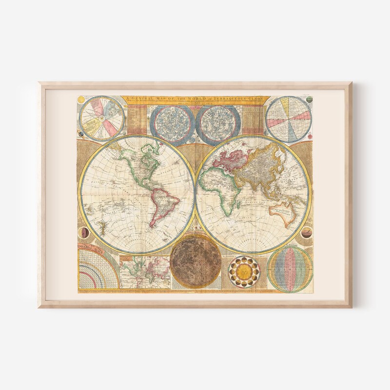 Antique Wall Map - Etsy