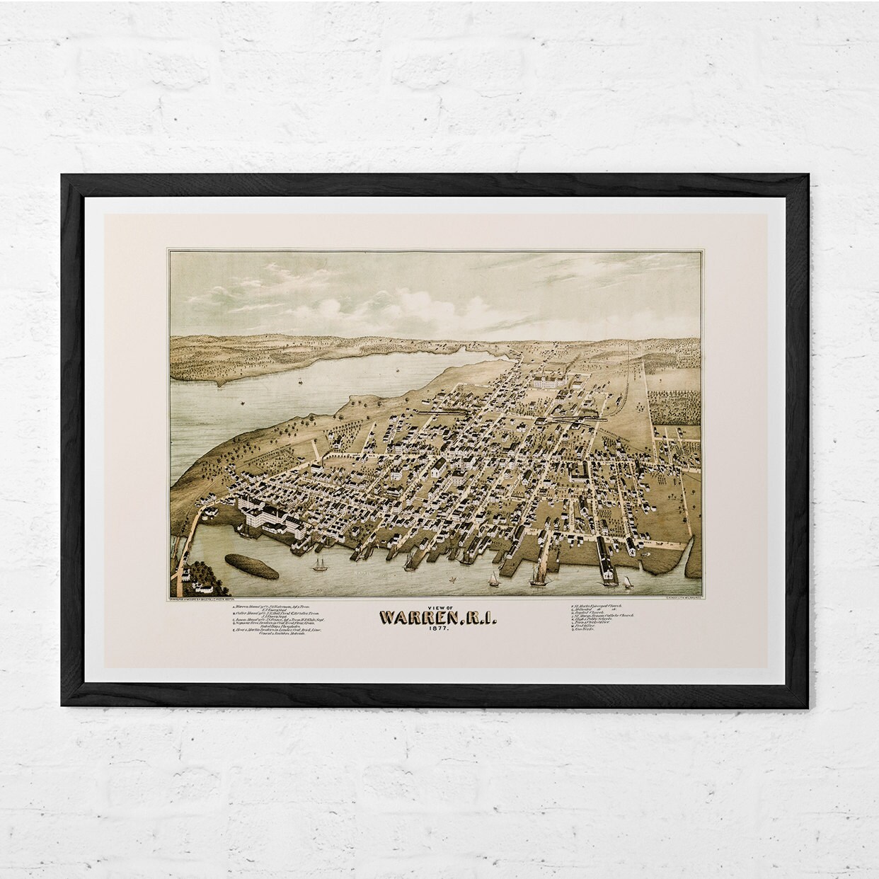 ANTIQUE MAP of WARREN Warren Rhode Island Map Antique Map | Etsy