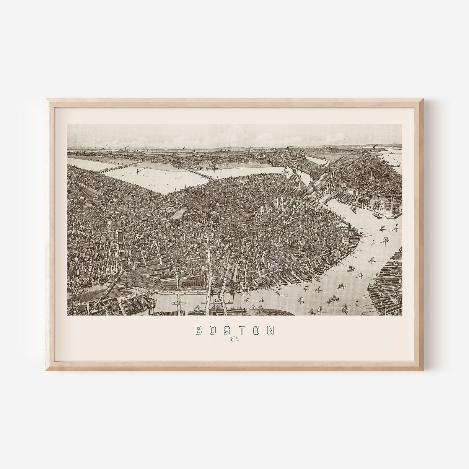 ANTIQUE BOSTON ILLUSTRATION Vintage Wall Art Boston - Etsy