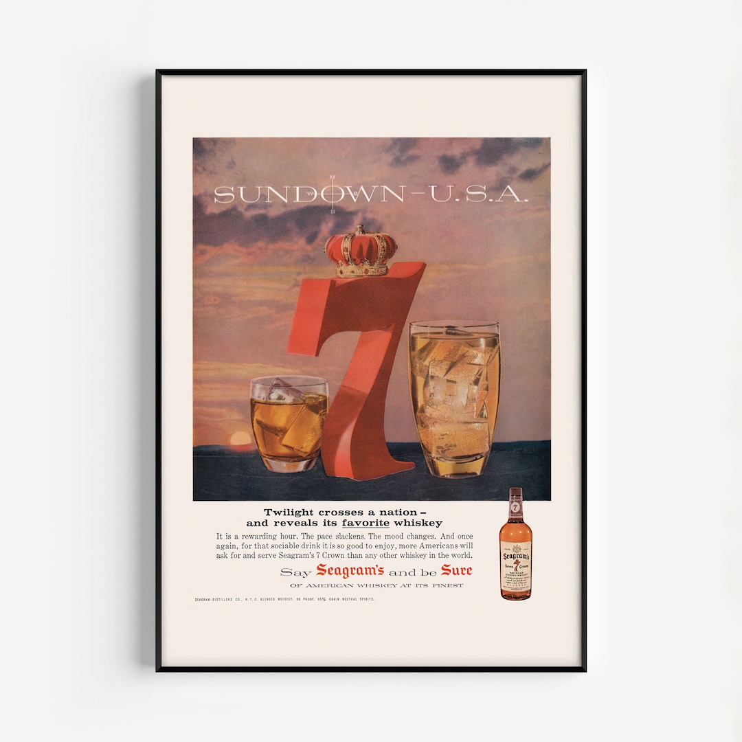 CLASSY WHISKEY POSTER, 1950s Twilight Whiskey Print, Retro Mid-century ...