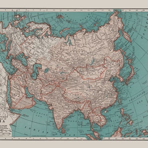 VINTAGE ASIA MAP, Vintage Map of Asia, Old Map Print, Vintage Wall Art ...