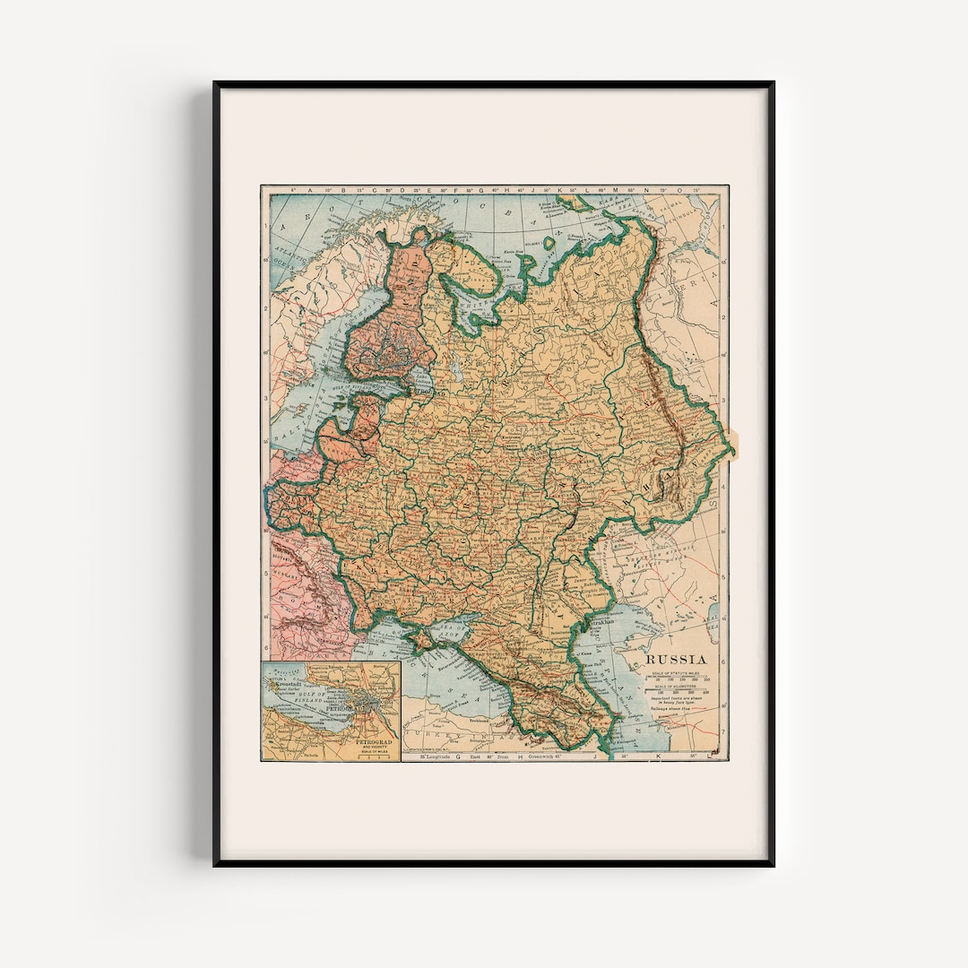 OLD RUSSIA MAP, Vintage Map of Russia, Retro Map Art, Russia Gift ...
