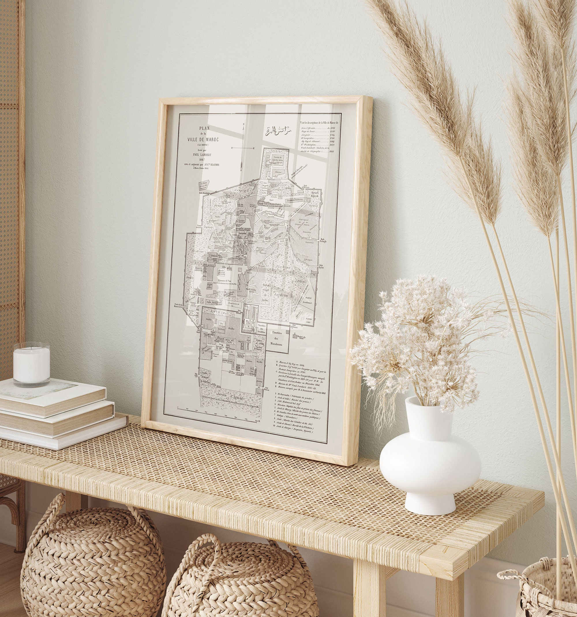 VINTAGE MARRAKESH MAP, Antique Map of Marrakech, Morocco Map ...