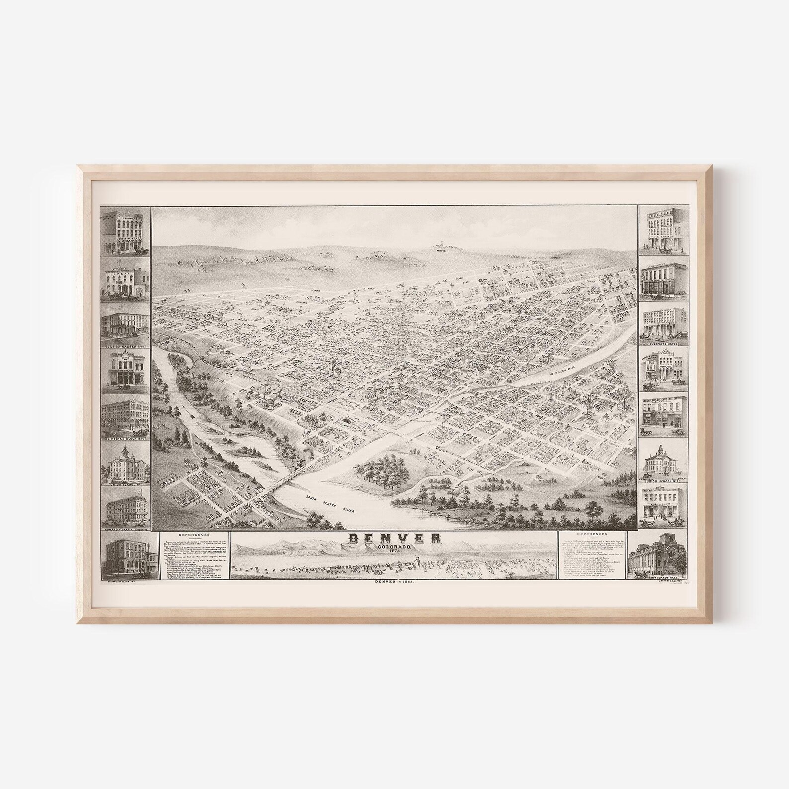 ANTIQUE DENVER MAP, Vintage Map of Denver Colorado, Old Map Print ...