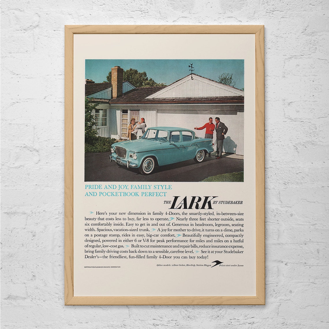 VINTAGE FAMILY CAR Ad 50's Car Poster Retro Car Ad Old | Etsy