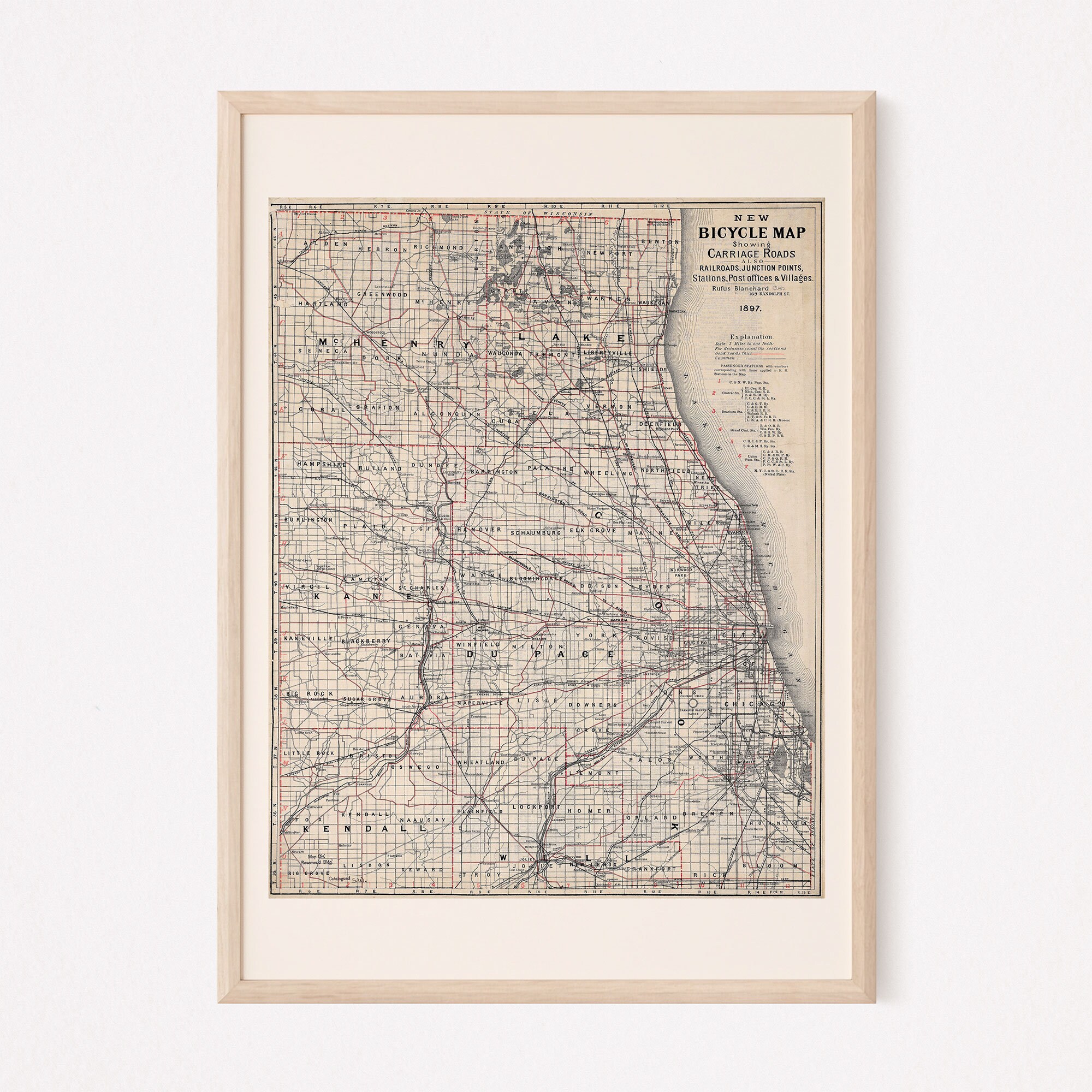 1892 BICYCLE MAP of CHICAGO Retro Map of Wisconsin Bicycle - Etsy Canada