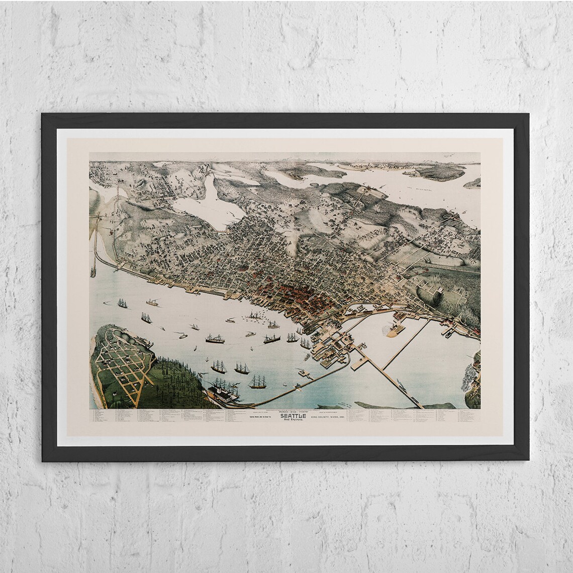 Vintage SEATTLE Map Print Antique Wall Art Vintage Map of - Etsy