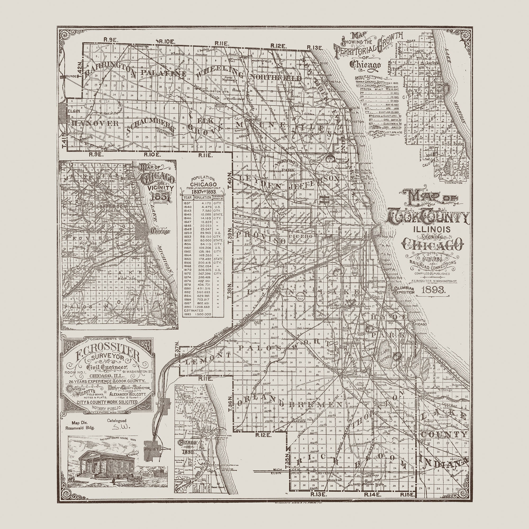 ANTIQUE CHICAGO MAP Retro Cook County Map Print Minimalist - Etsy Canada