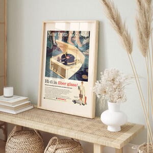 VINTAGE RECORD PLAYER Ad, Retro Lp Record Ad, Vintage Style Poster ...