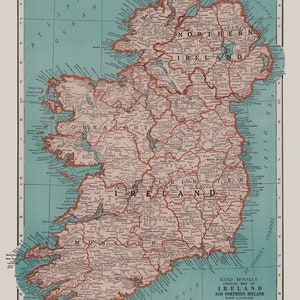 VINTAGE IRELAND MAP, Vintage Map of Ireland, High Quality Reproduction ...