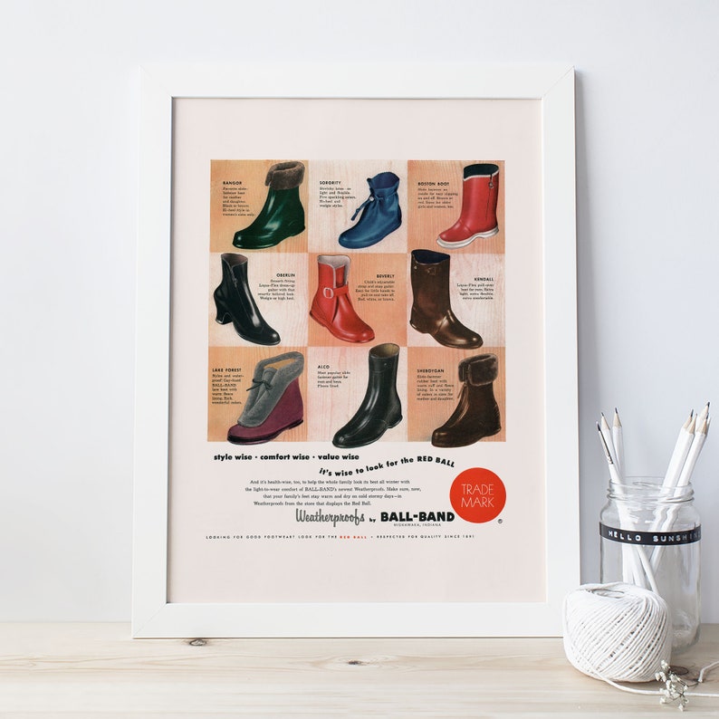 RAIN BOOTS AD Vintage Ad Print 1950s Boots for the Family | Etsy