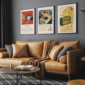 RETRO LIVING ROOM Wall Art, Vintage Rec Room Decor, Cool Retro Karaoke ...