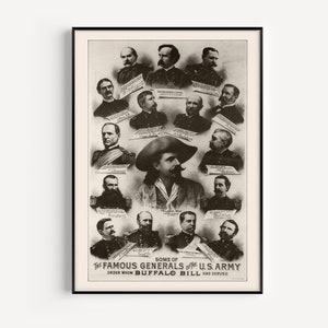 WILD WEST POSTER, Famous Generals, Buffalo Bill Print, 1887, Cowboycore ...