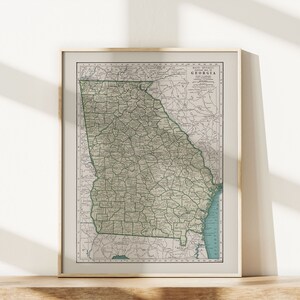 GEORGIA MAP PRINT, Vintage Map of Georgia, Old Map Print, Vintage Wall ...