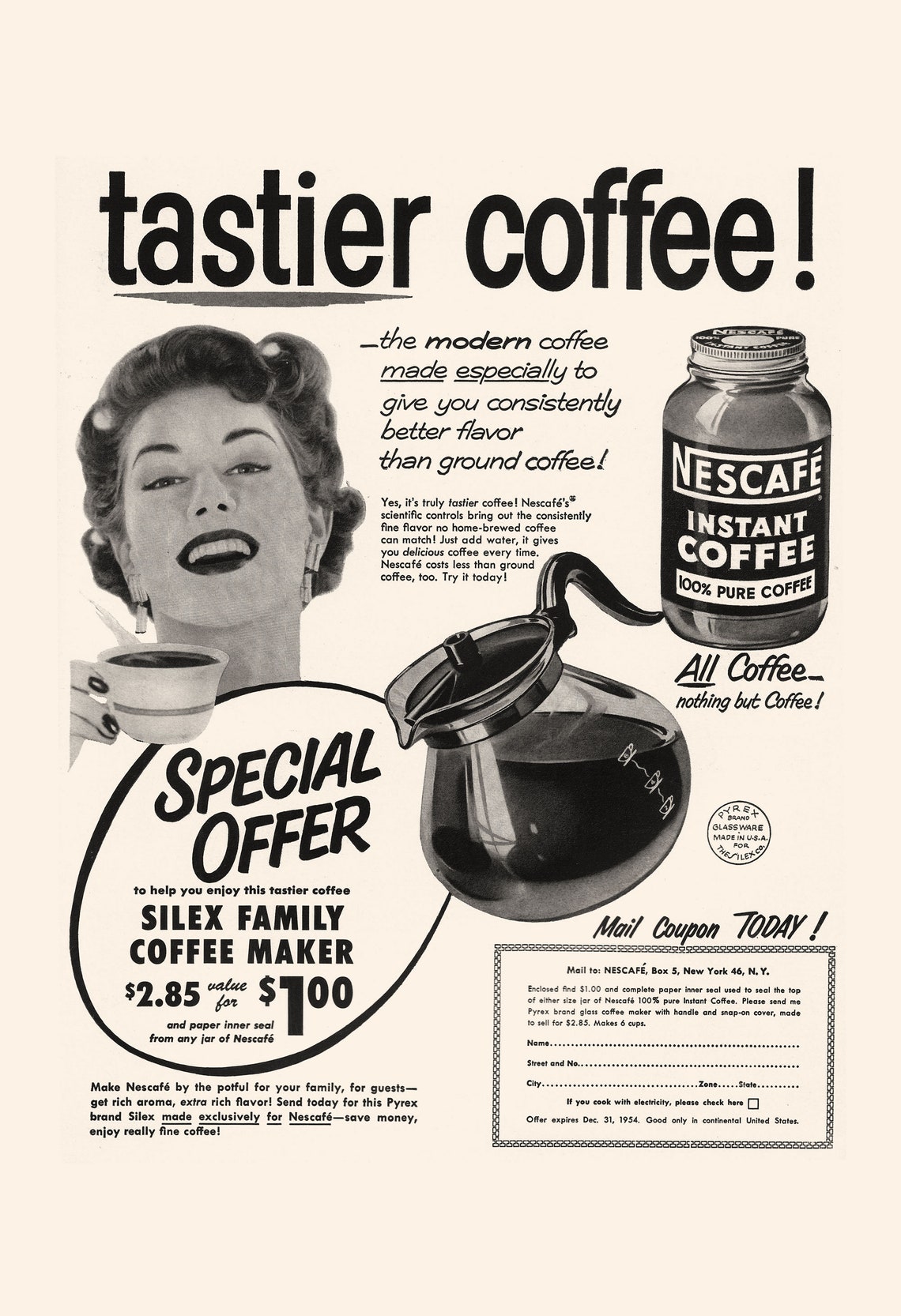 VINTAGE INSTANT COFFEE Ad Retro Mid-century Ad Vintage | Etsy