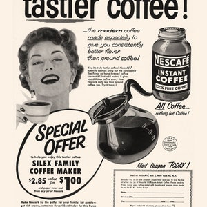 VINTAGE INSTANT COFFEE Ad Retro Mid-century Ad Vintage | Etsy
