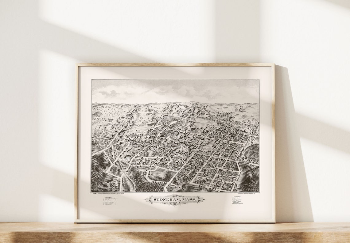 STONEHAM MAP PRINT Antique Stoneham Boston Mass Map - Etsy