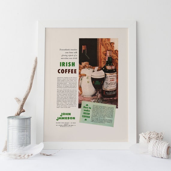 IRISH WHISKEY AD Irish Coffee Poster Bar Poster Decor | Etsy