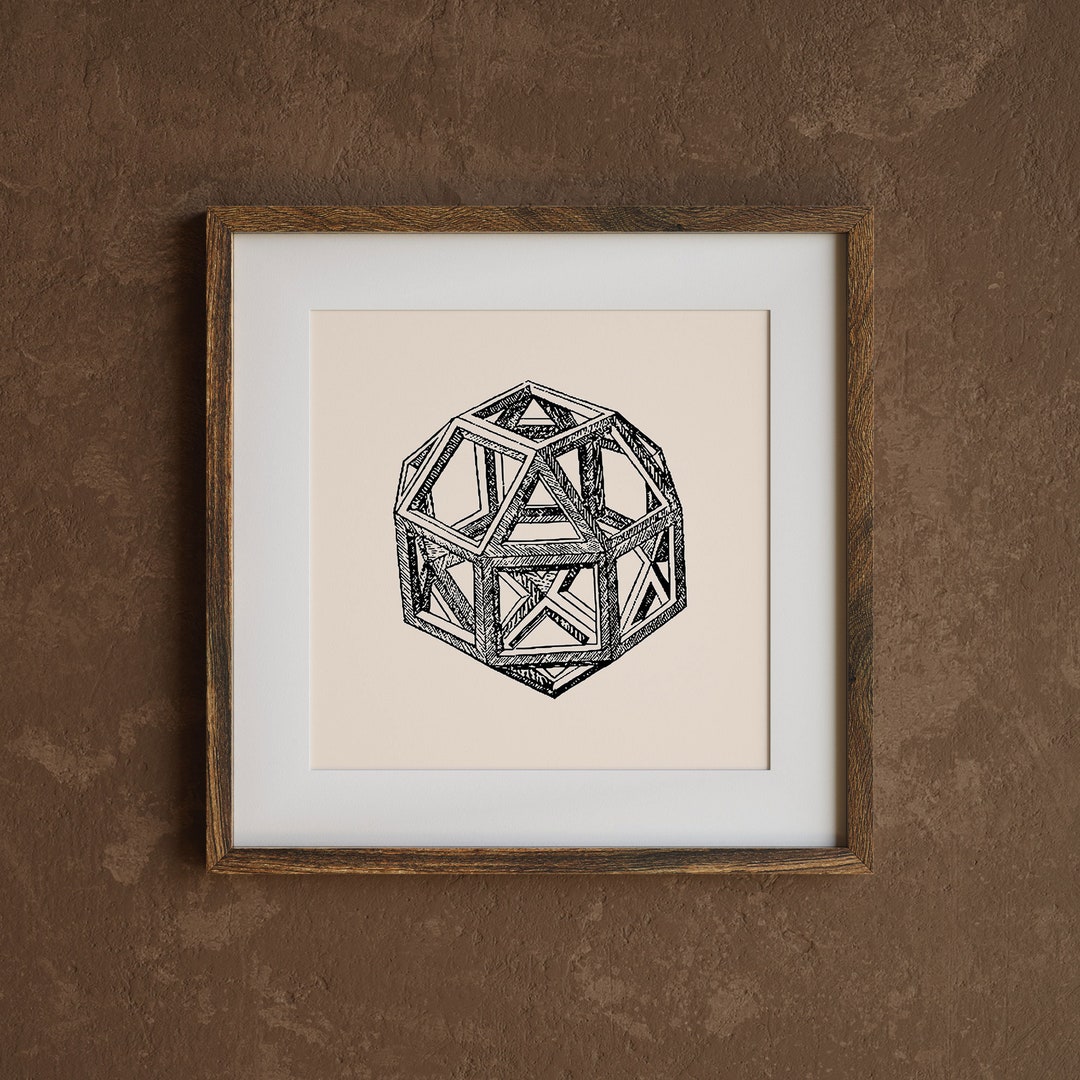 ANTIQUE GEOMETRIC SKETCH, Academic Art Print for Office, Victorian Home ...