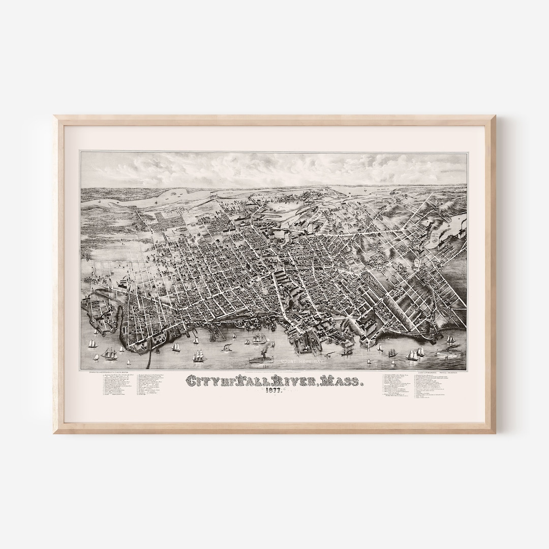 FALL RIVER MAP, Antique Fall River Mass Map, Antique Map Print ...