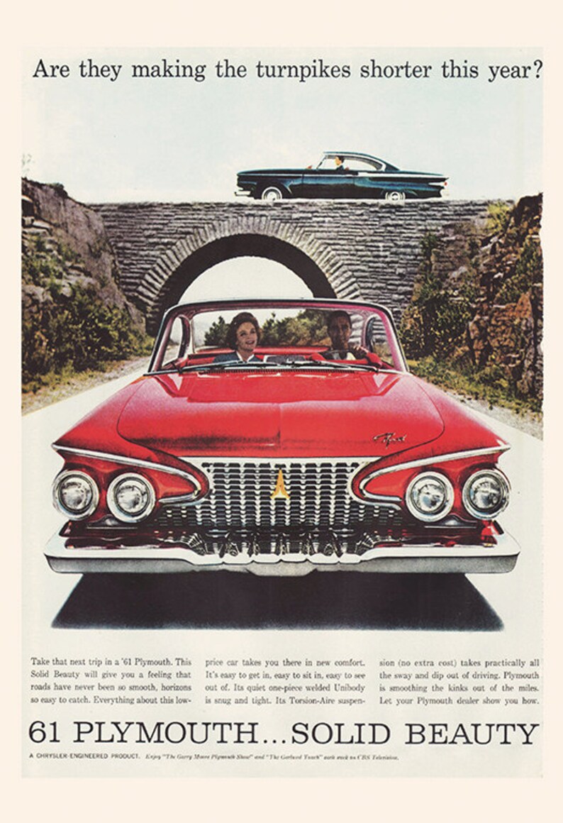 1961 VINTAGE CAR Ad Retro Car Ad Classic Red Car Ad | Etsy