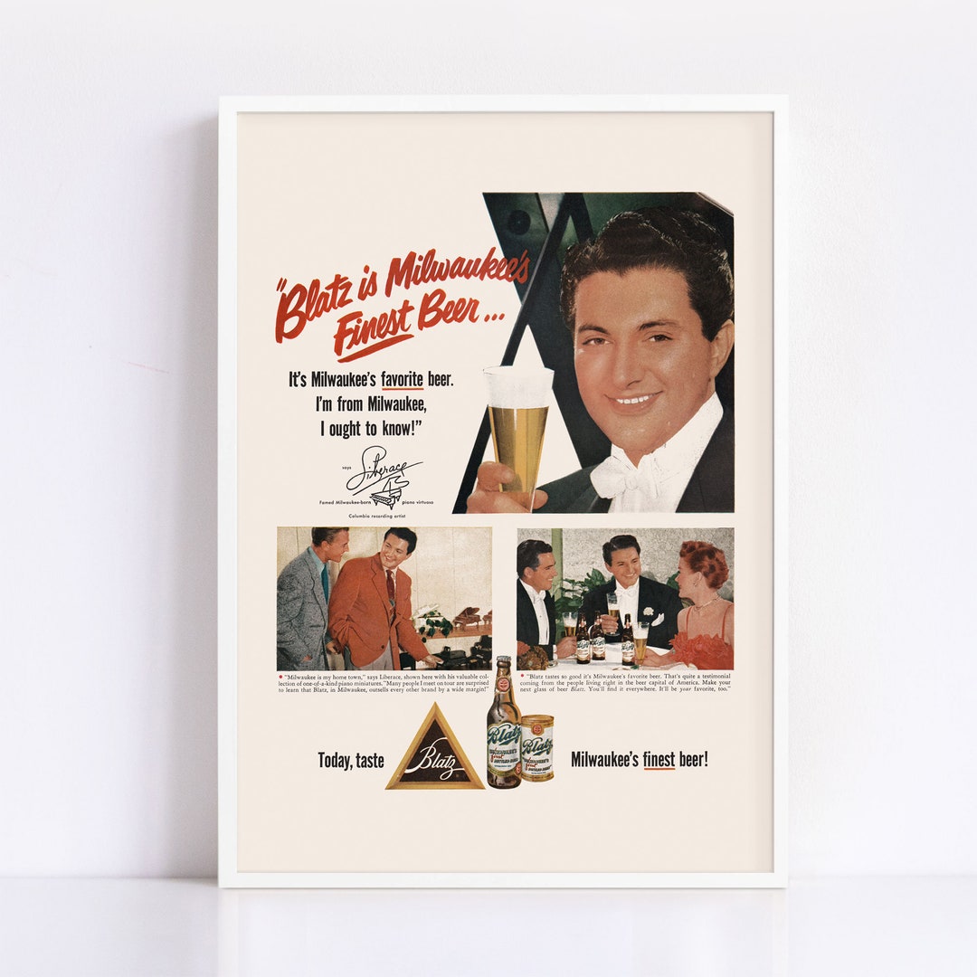 VINTAGE BEER AD, Retro Liberace Poster, High Quality Reproduction ...