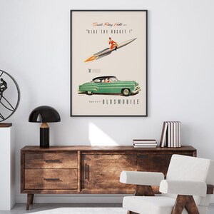 VINTAGE CAR POSTER, Retro Car Ad, Mid-century Ad Garage Art Mechanic ...