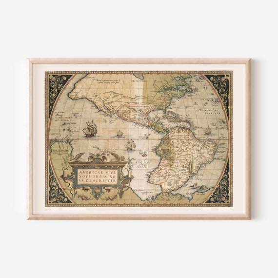 MAP of the NEW WORLD Map of the Americas by Abraham - Etsy