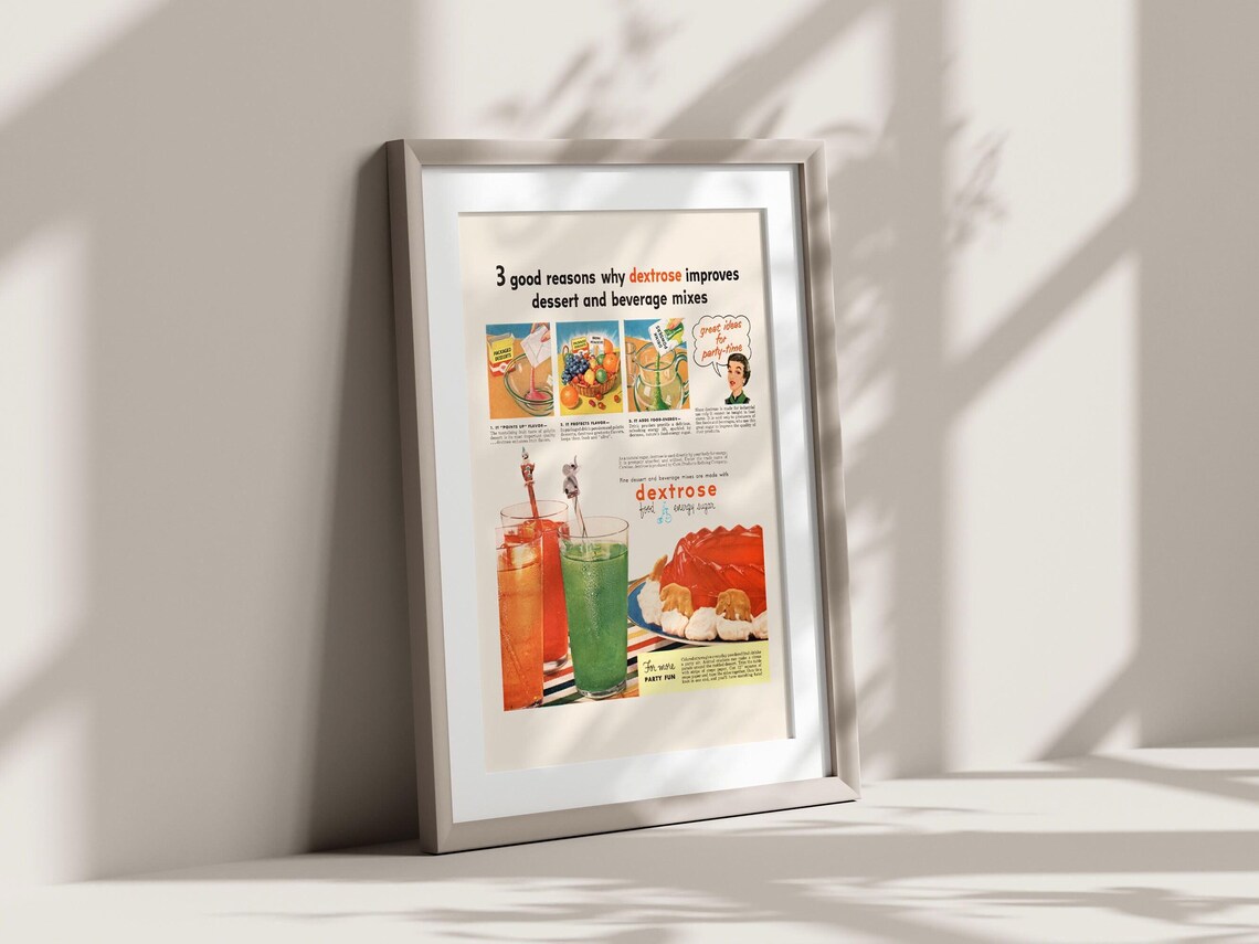KITSCH KITCHEN AD, Retro Mid-century Ad, Sugar Poster, Vintage Kitchen ...