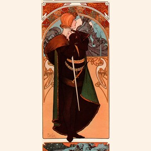 MUCHA PRINT, Hamlet, Sarah Bernhardt, Art Nouveau, Belle Epoque Poster ...