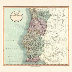 ANTIQUE MAP of PORTUGAL, Antique Wall Art, 1799, Vintage Travel Print ...