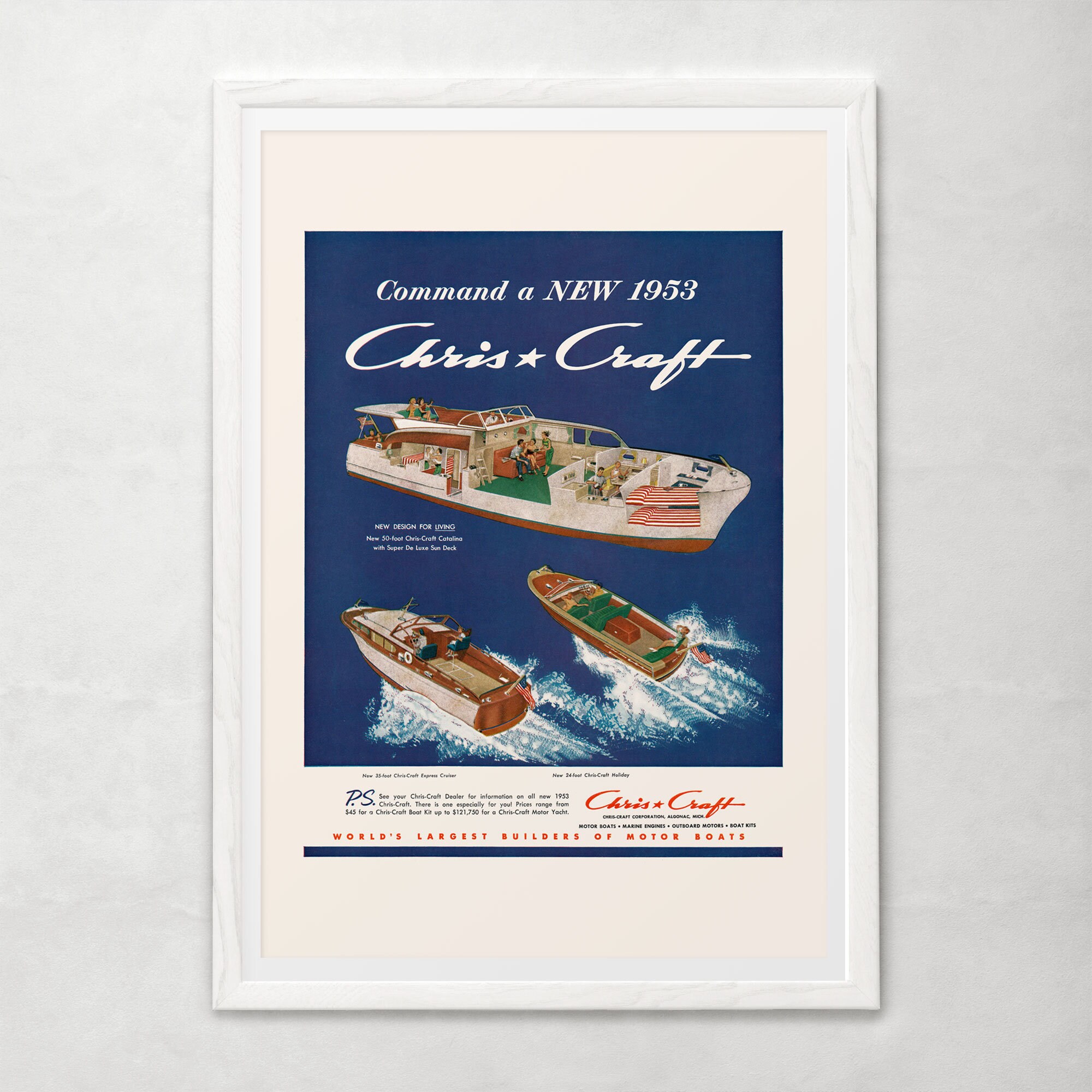 MOTOR BOATS POSTER Vintage Ad Print 1950s Boat Ad Classic | Etsy