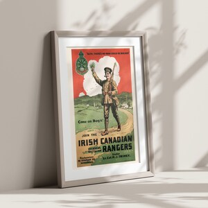 CANADIAN WWI POSTER, Irish Canadian Rangers Poster, Vintage Canadian ...
