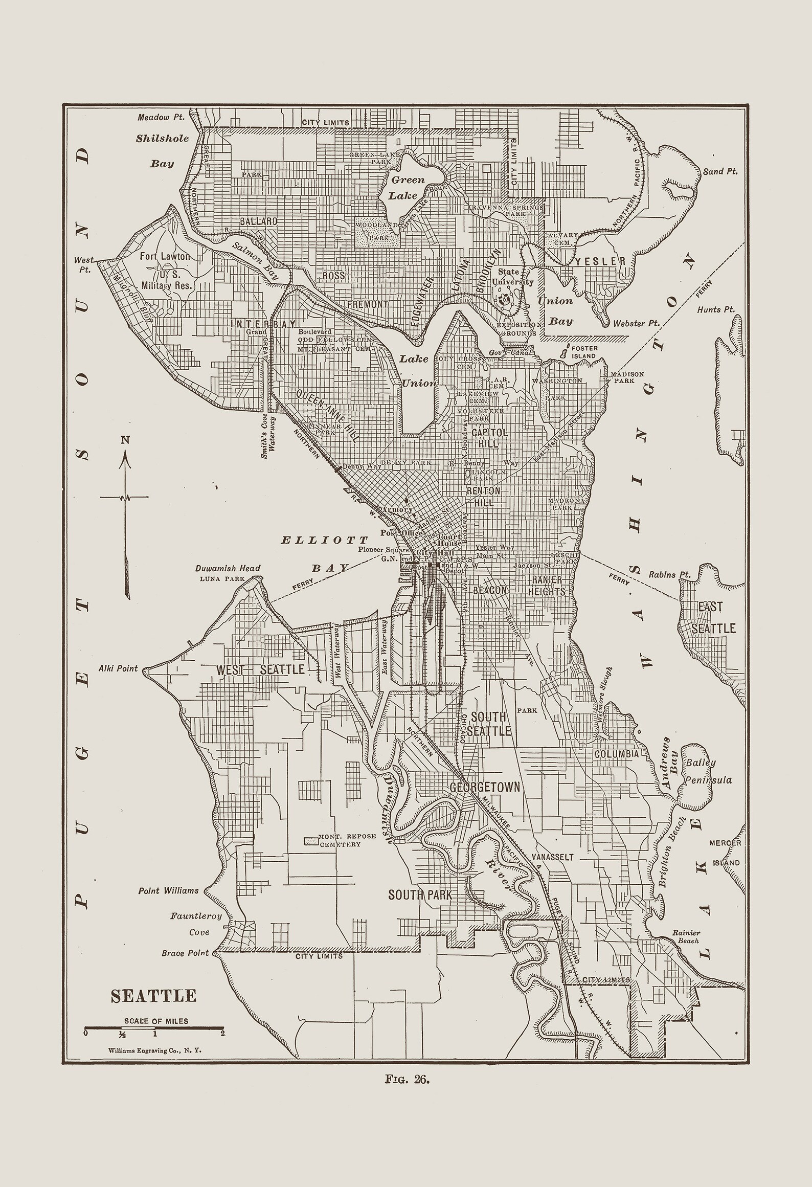 SEATTLE VINTAGE MAP Retro Minimalist U.S.A. Map Seattle - Etsy