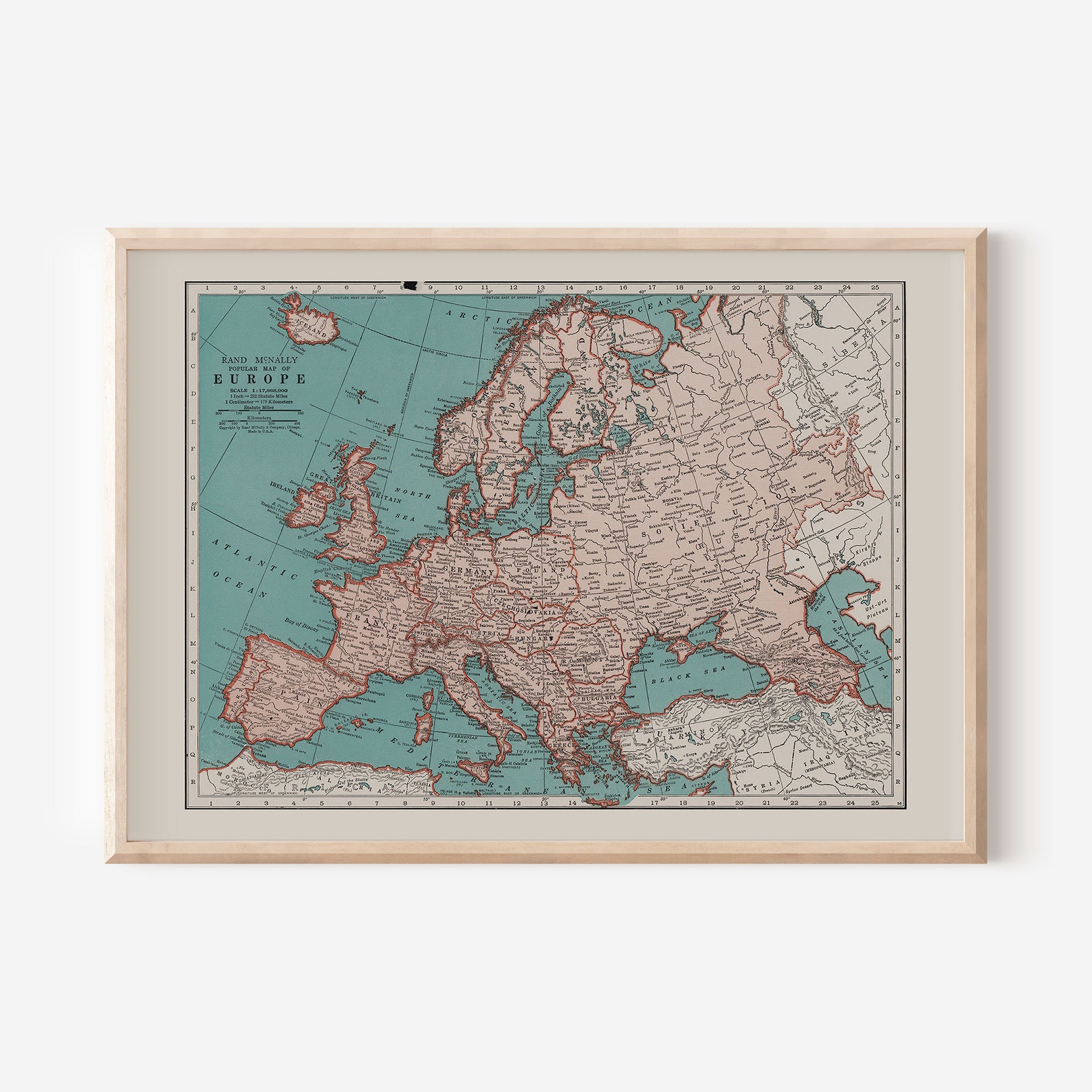 VINTAGE EUROPE MAP Vintage Map of Europe Old Map Print - Etsy