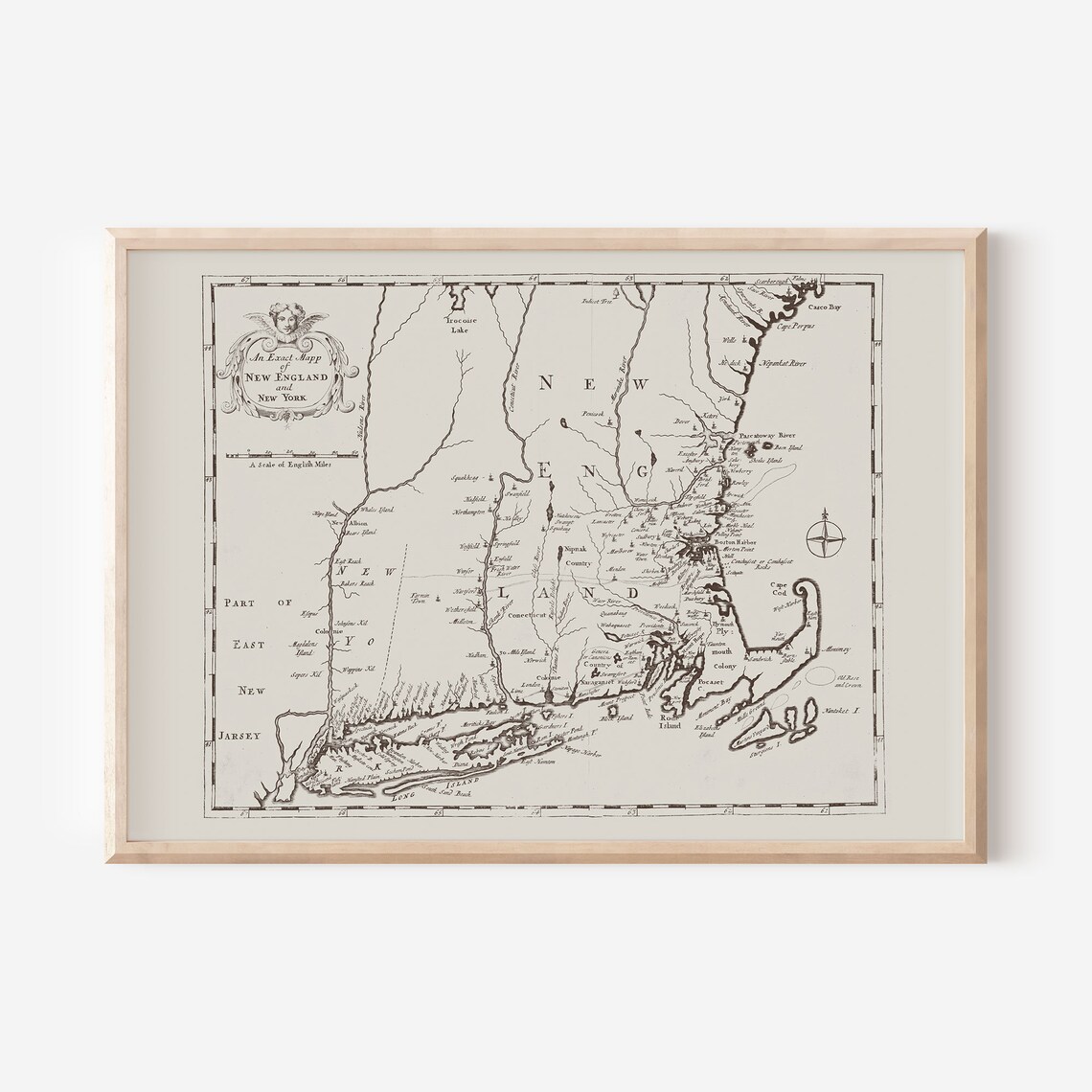 ANTIQUE NEW ENGLAND Wall Art New England Map Antique - Etsy